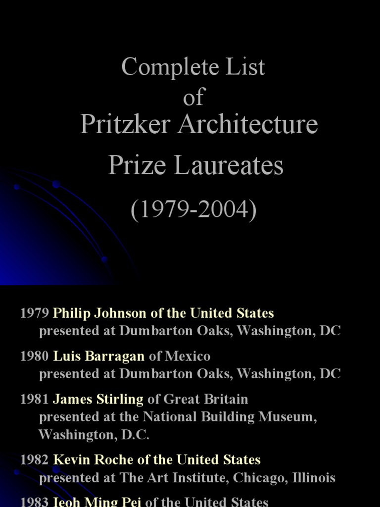 Pritzker Prize Winners (1979-2004) | PDF | Art Media | Architect