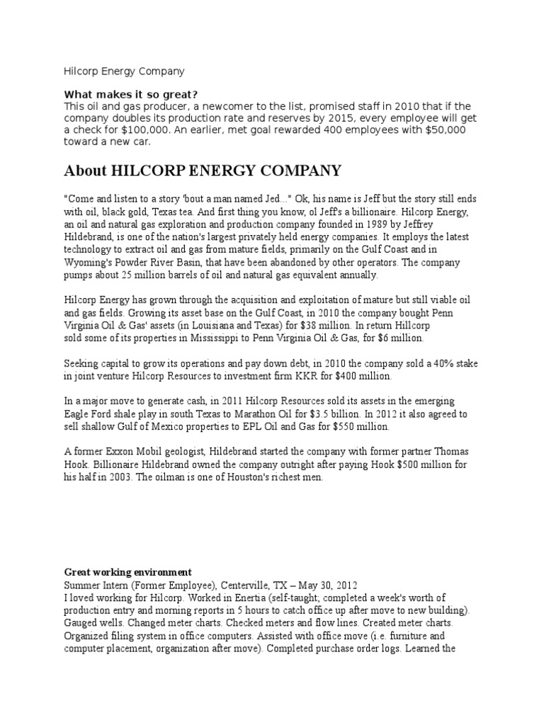 Hilcorp Energy Company (HRM) | PDF | Employee Benefits | Employment