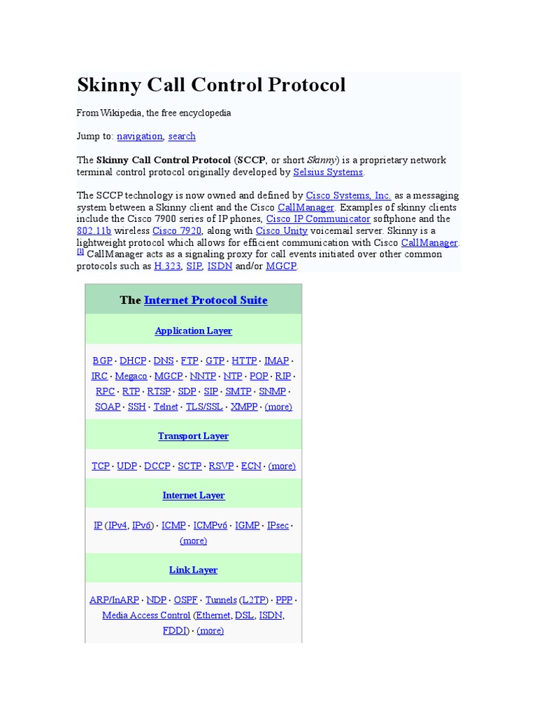 Skinny Call Control Protocol | PDF | Computer Architecture | Networking Standards