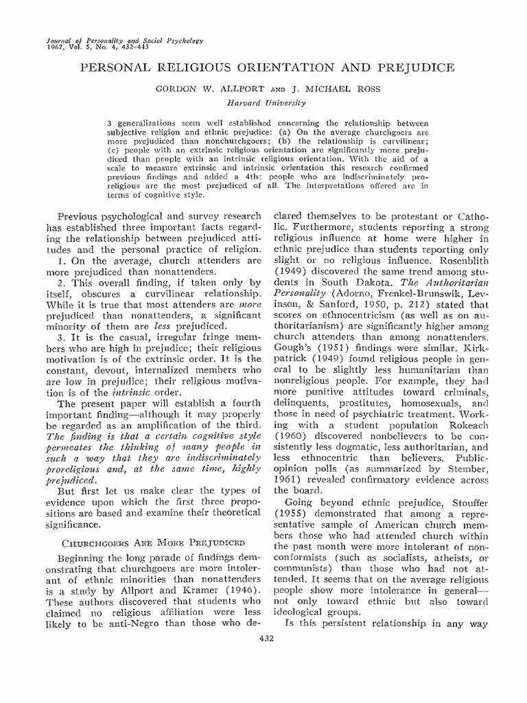 Religious Orientation Scale | PDF | Prejudices | Psychology