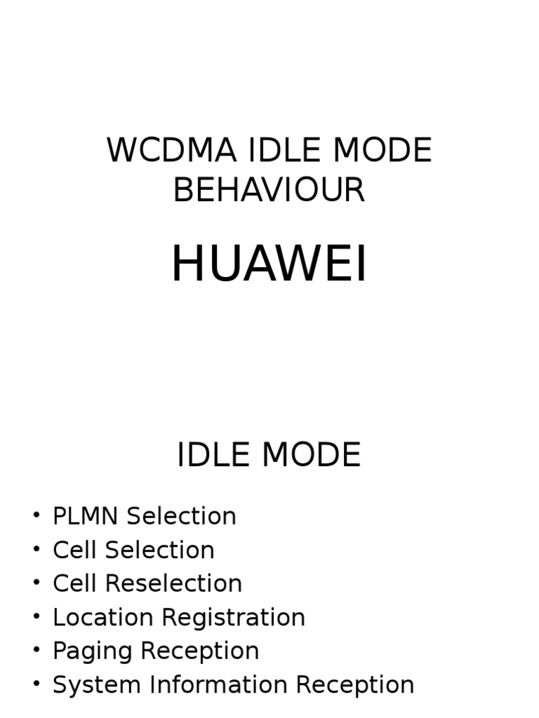 WCDMA Idle Mode Behaviour Huawei | PDF | Mobile Telecommunications ...