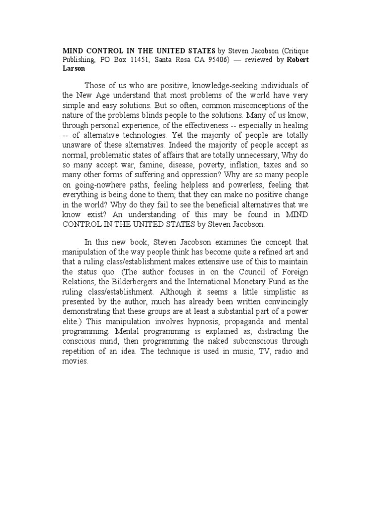 New Age Insights on Mind Control | PDF | Mind Control | Central ...