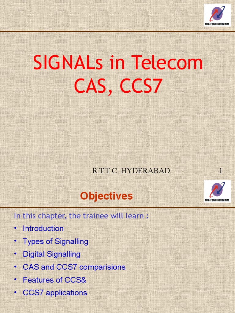 Signals in Telecom Cas, Ccs7: R.T.T.C. Hyderabad 1 | PDF | Signaling (Telecommunications ...