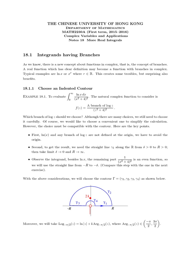 Complex Analysis | PDF | Integral | Logarithm