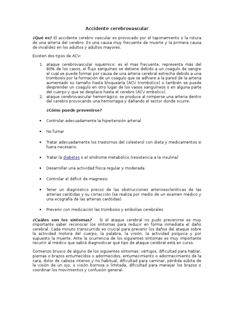 Causas y prevención del ACV isquémico | PDF
