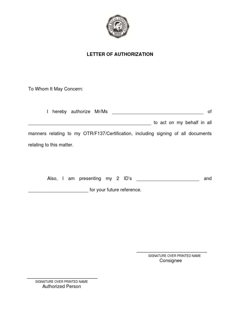 Authorization Letter PDF