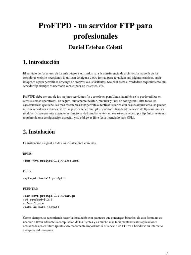 ProFTPD - Un Servidor FTP para Profesionales | PDF | Protocolo de ...