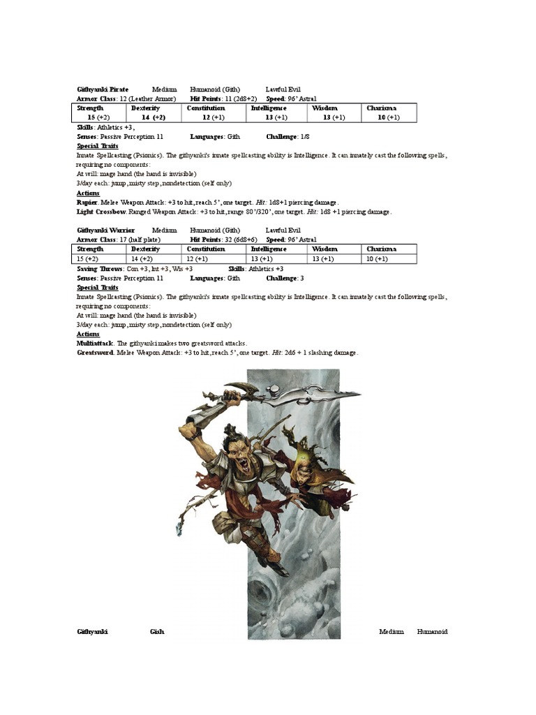 Medium Humanoid (Gith) Lawful Evil | PDF | D20 System | Fantasy Role Playing Games