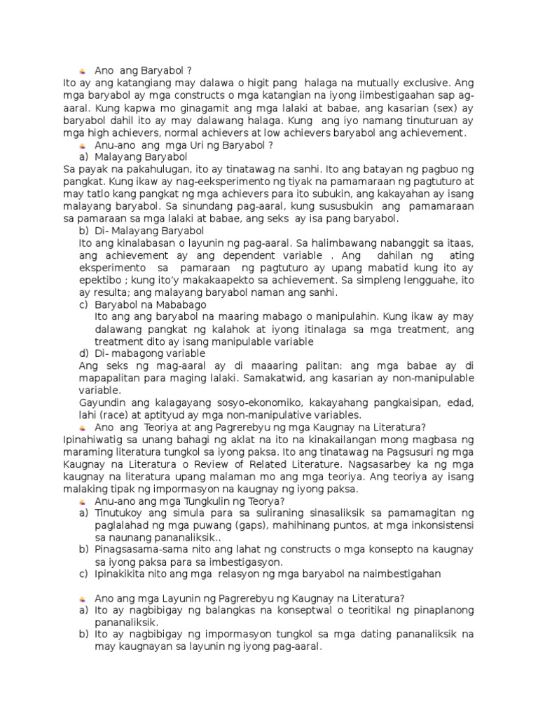 Ano Ang Baryabol | PDF