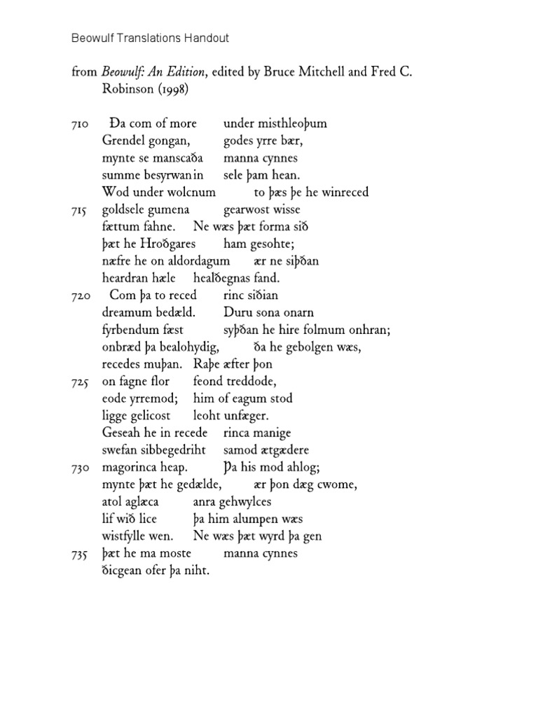 Beowulf Translations Compared | PDF | Beowulf | English Folklore