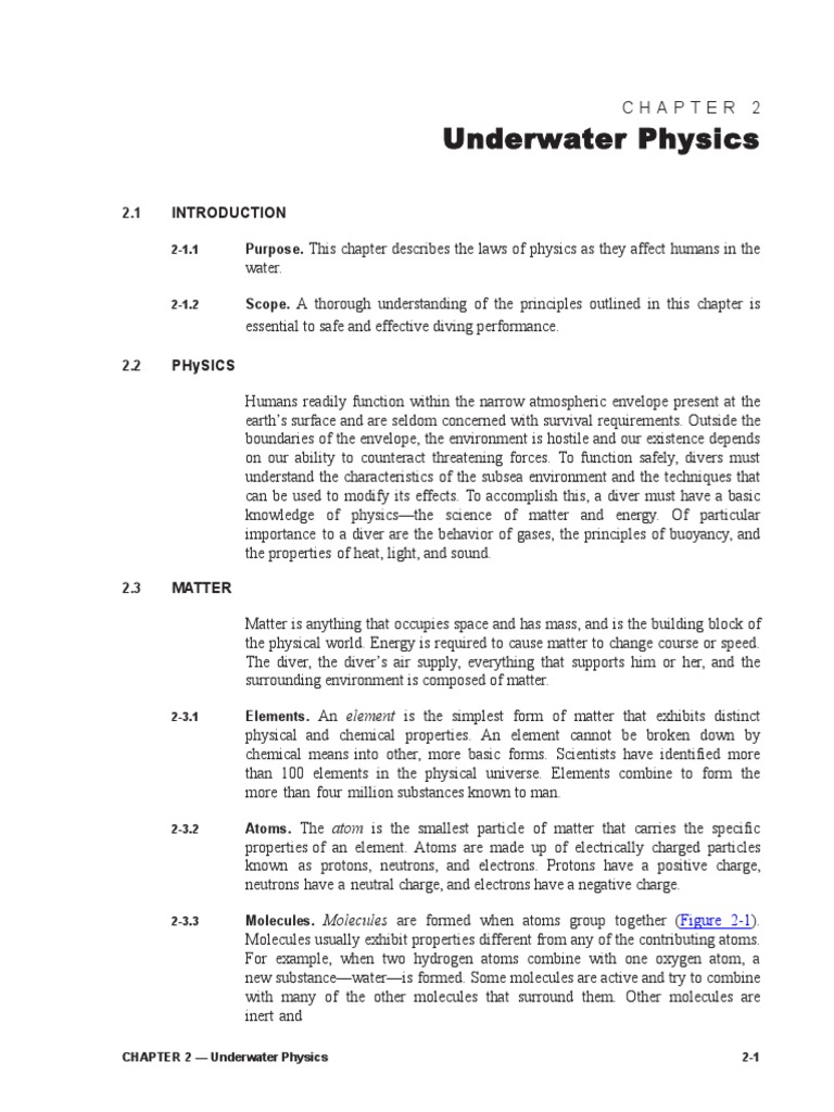 Chapter 2 Underwater Physics | PDF | Buoyancy | Scuba Diving
