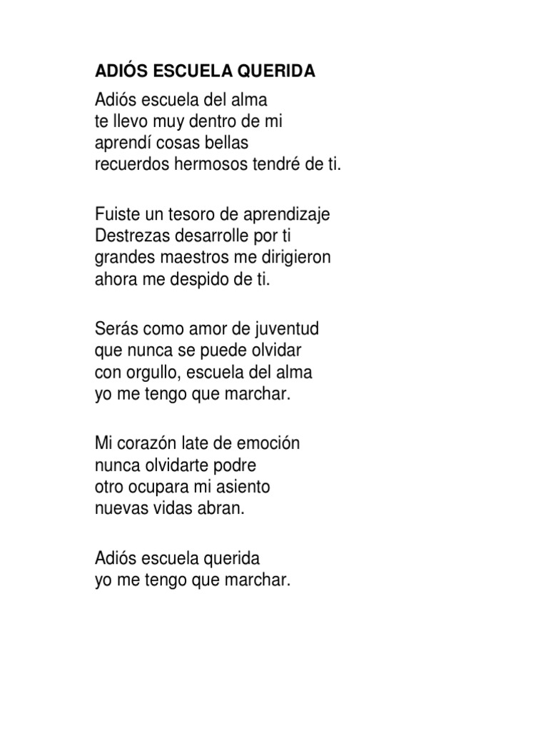 Poema de despedida escolar | PDF