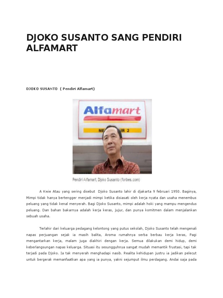 Djoko Susanto Sang Pendiri Alfamart | PDF