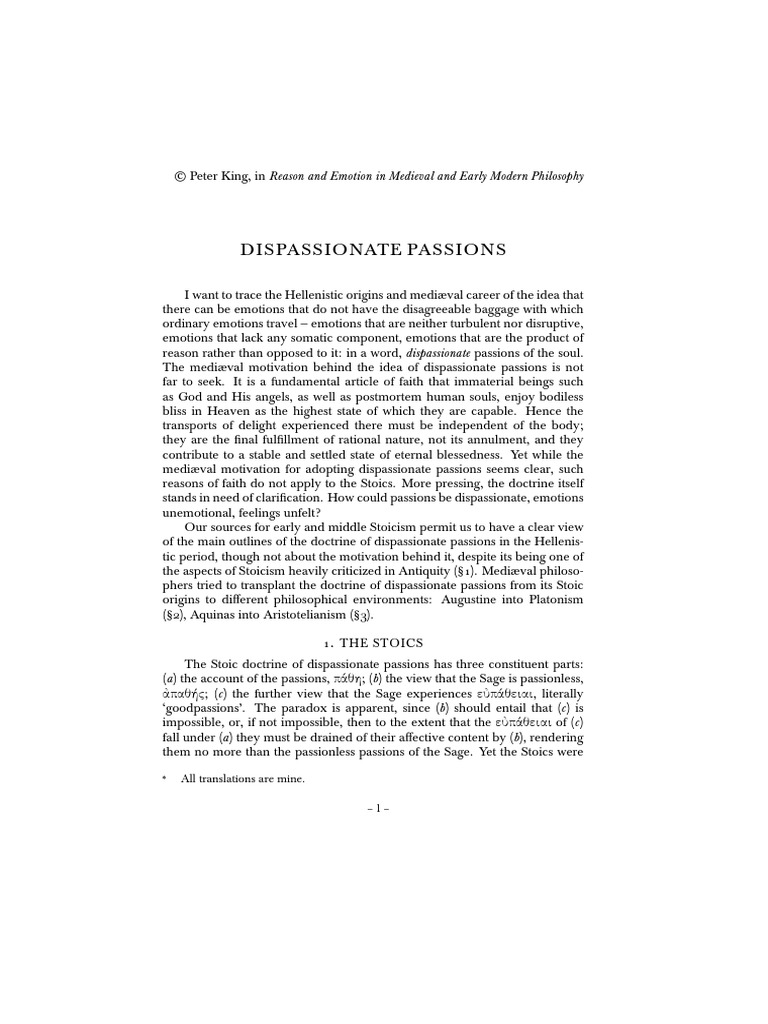 Dispassionate Passions | PDF | Stoicism | Reason