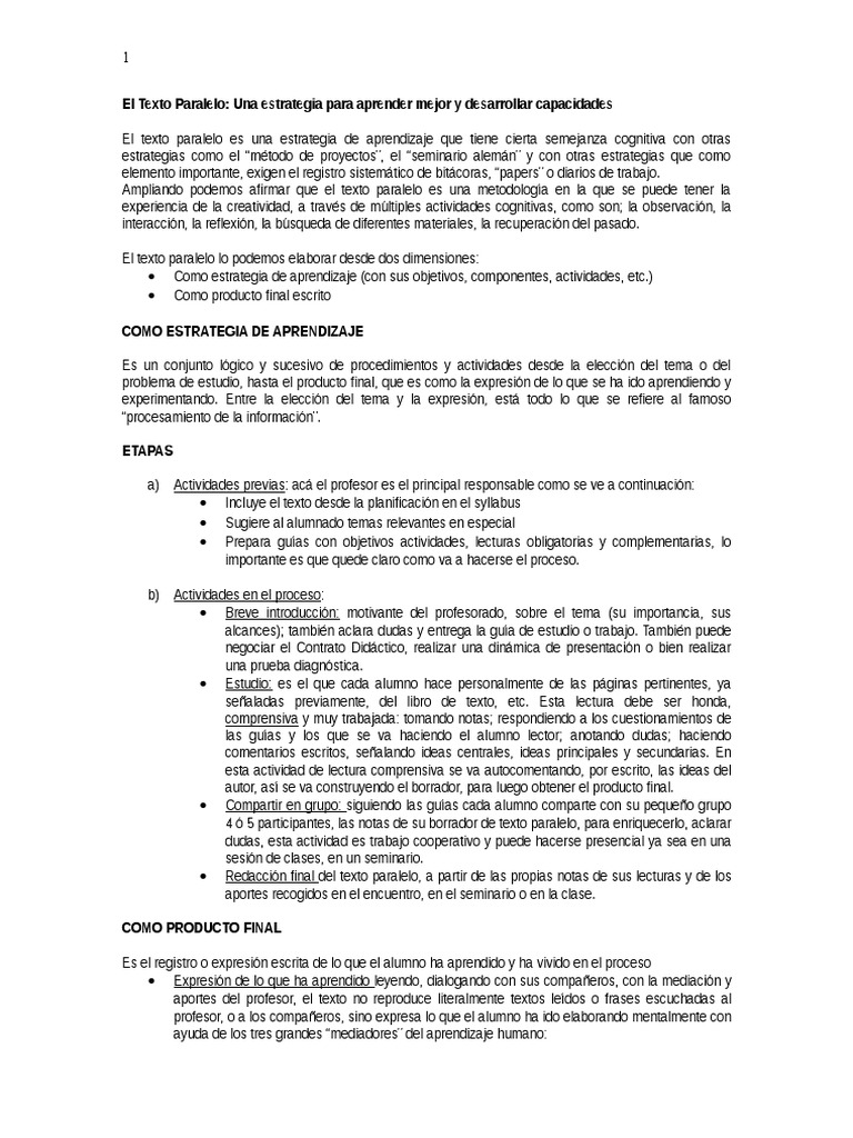 El Texto Paralelo | Creatividad | Aprendizaje