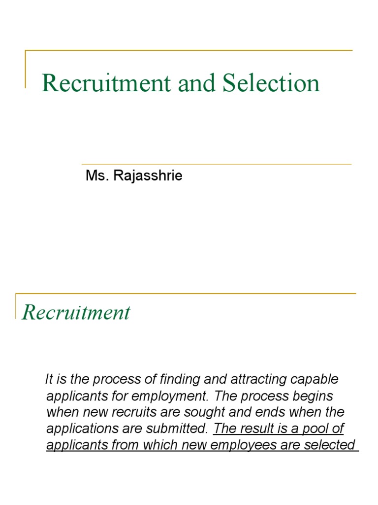 Recruitment and Selection Strategies Guide | PDF | Recruitment | Test ...