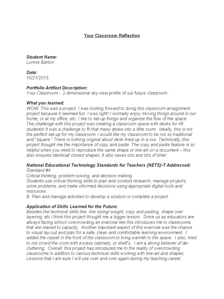 Edu 214 Classroomreflection | PDF