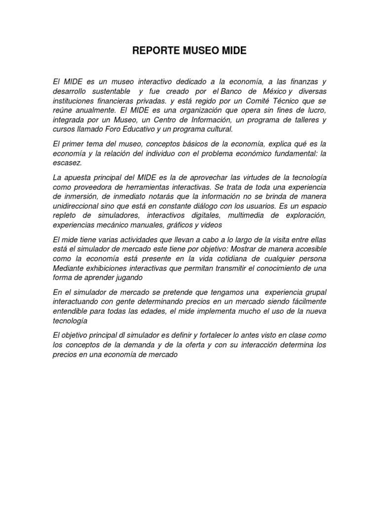 Reporte Museo Mide Completo | PDF | Costo de oportunidad | Inflación