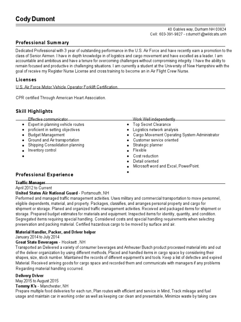 Cody Dumont Resume | PDF