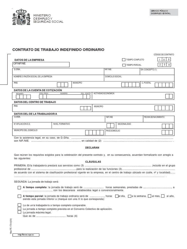 Contrato Indefinido Ordinario | PDF | Tiempo de trabajo | Derecho laboral