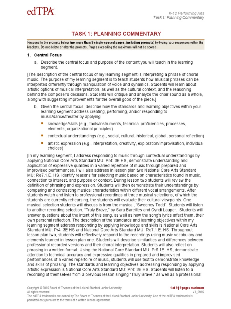 Edtpa Pfa Planning Commentary Final | PDF | Educational Assessment ...