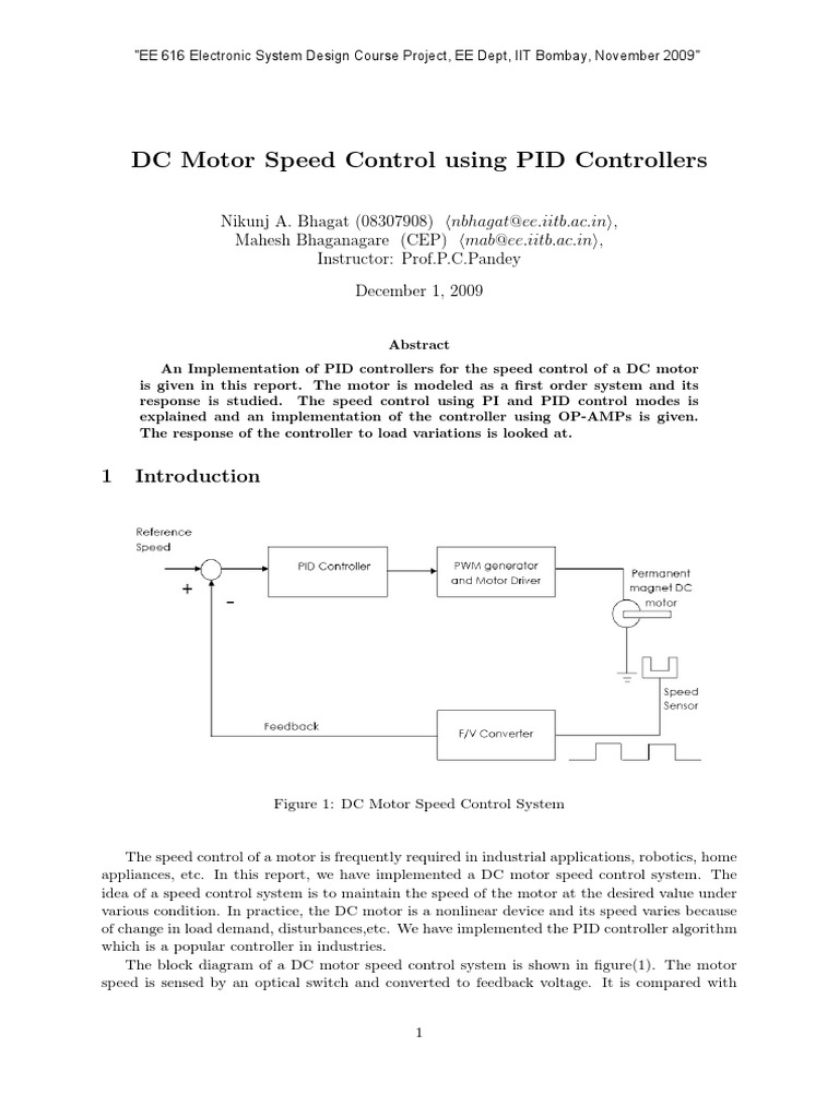 PID Control for DC Motor Speed | PDF
