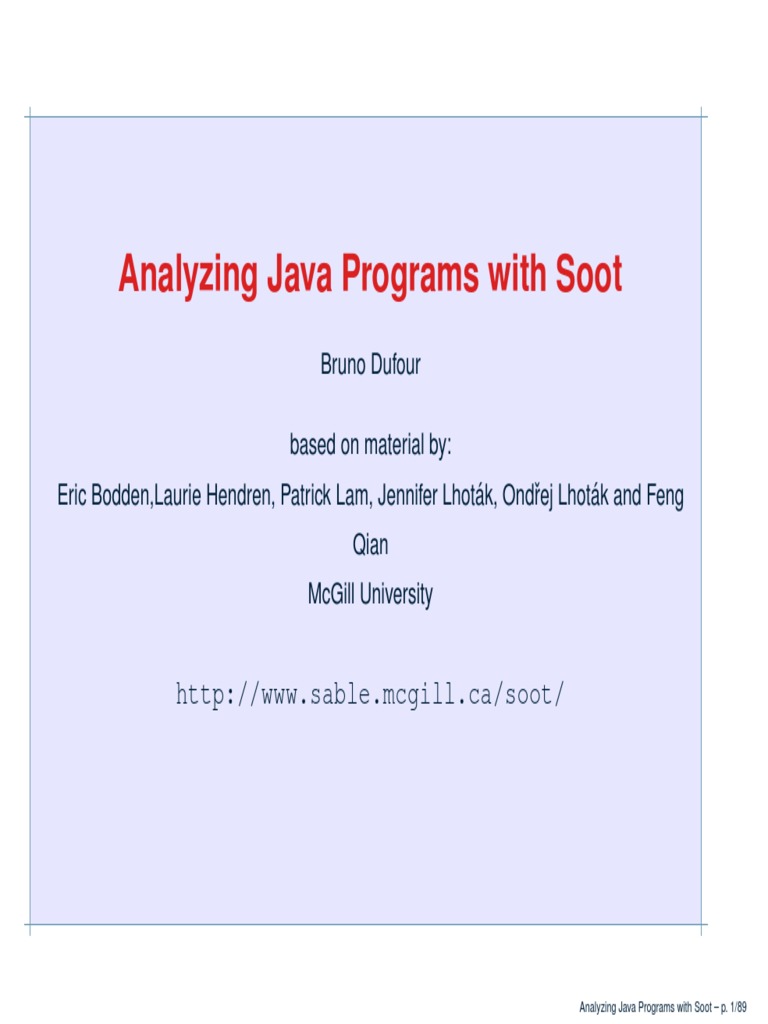 Soot Tutorial | PDF | Constructor (Object Oriented Programming) | Programming