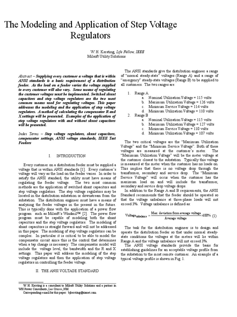 The Modeling and Application of Step Voltage Regulator | PDF | Electrical Substation | Transformer