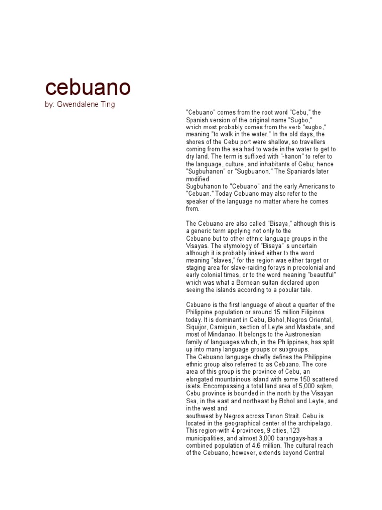 The Origins and History of the Cebuano People and their Native Language ...