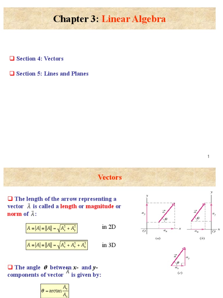 Linear Algebra: Section 4: Vectors Section 5: Lines and Planes | PDF | Euclidean Vector | Vector ...