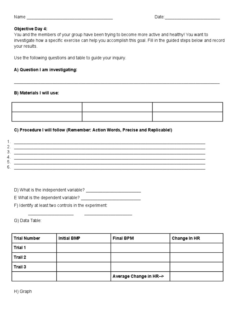 Investigating Exercise Effects on Heart Rate | PDF | Career & Growth ...