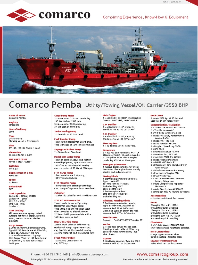 Comarco Pemba - Utility Vessel | PDF | Pump | Machines