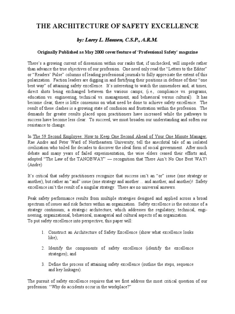 Architecture of Safety | PDF | Strategic Management | Leadership