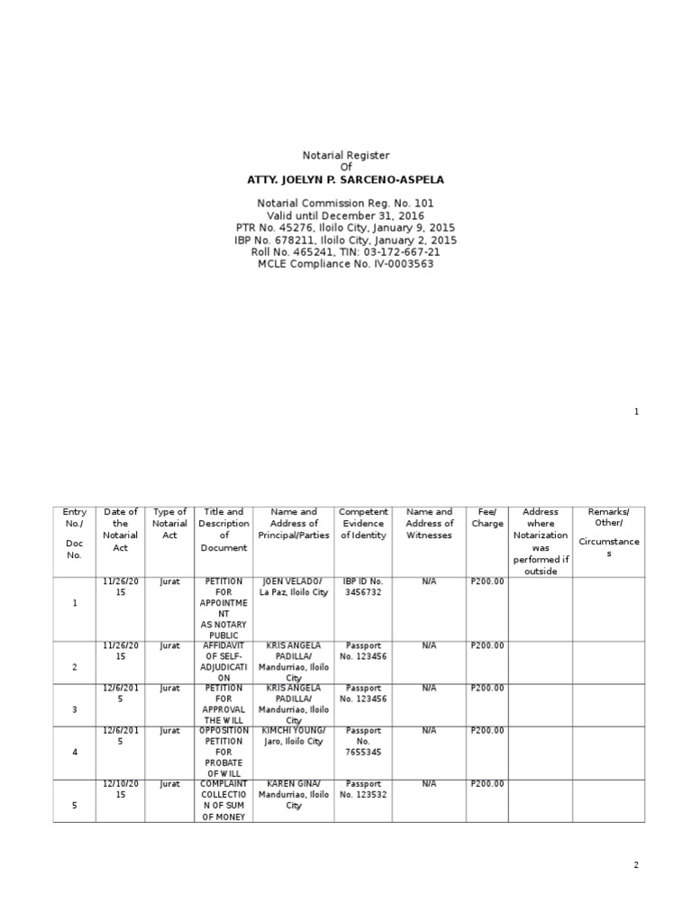 Notarial Register | PDF