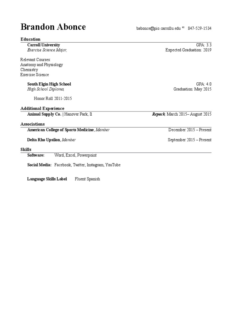 Brandon Abonce Resume Overview | PDF | Science | Science And Technology