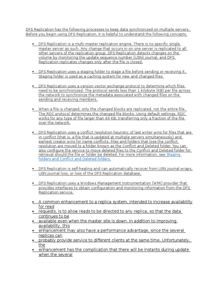 Key Concepts and Processes of Distributed File System (DFS) Replication | PDF | Replication ...