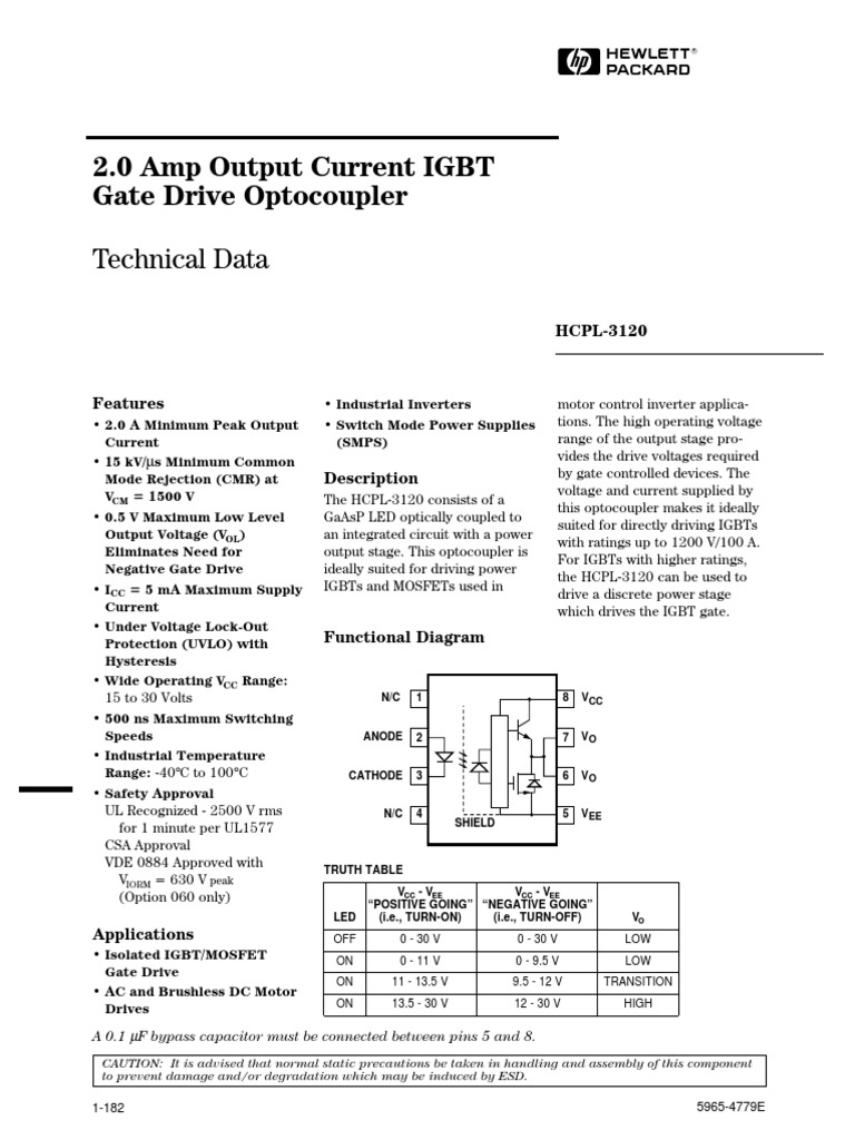 HCPL 3120 | PDF | Power Inverter | Insulator (Electricity)