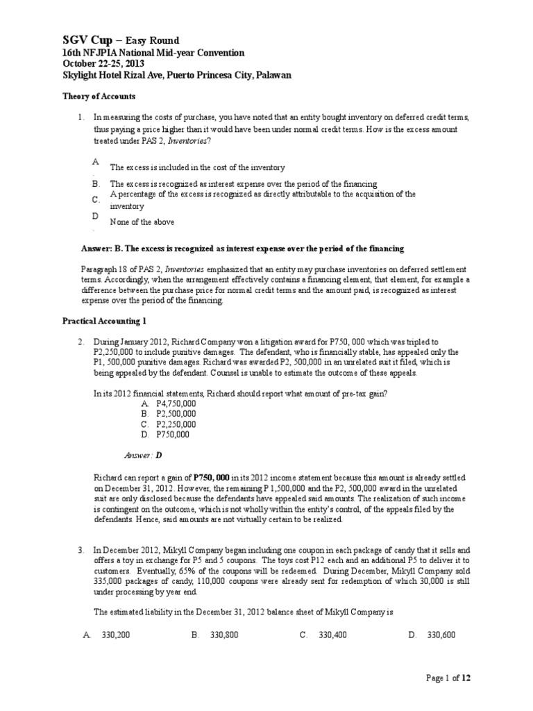 SGV Cup - Elims With Answers | PDF | Foreign Exchange Market | Hedge ...