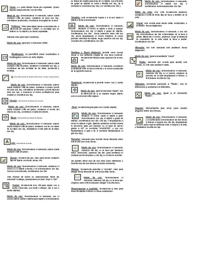 Iconos de AutoCAD y Sus Funciones | PDF | Point and Click | Elipse