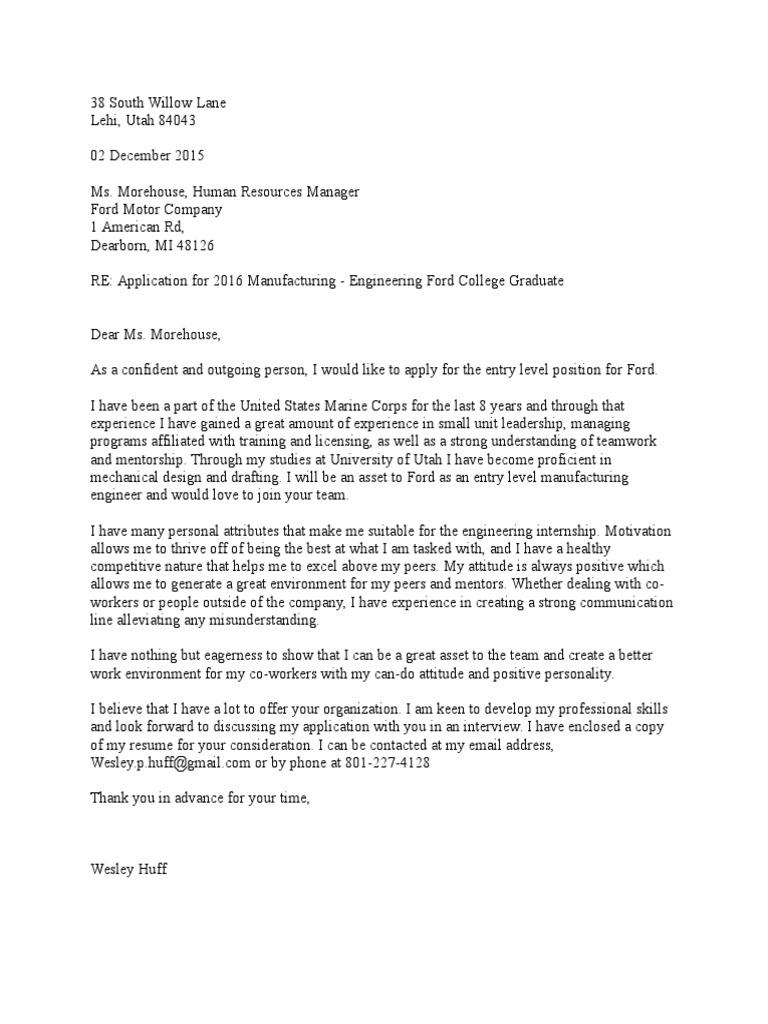 ford cover letter