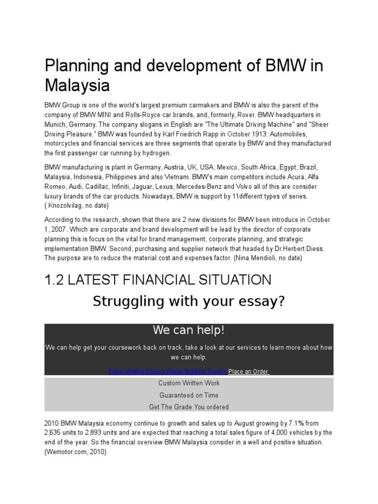 Planning and Development of BMW in Malaysia | Download Free PDF ...
