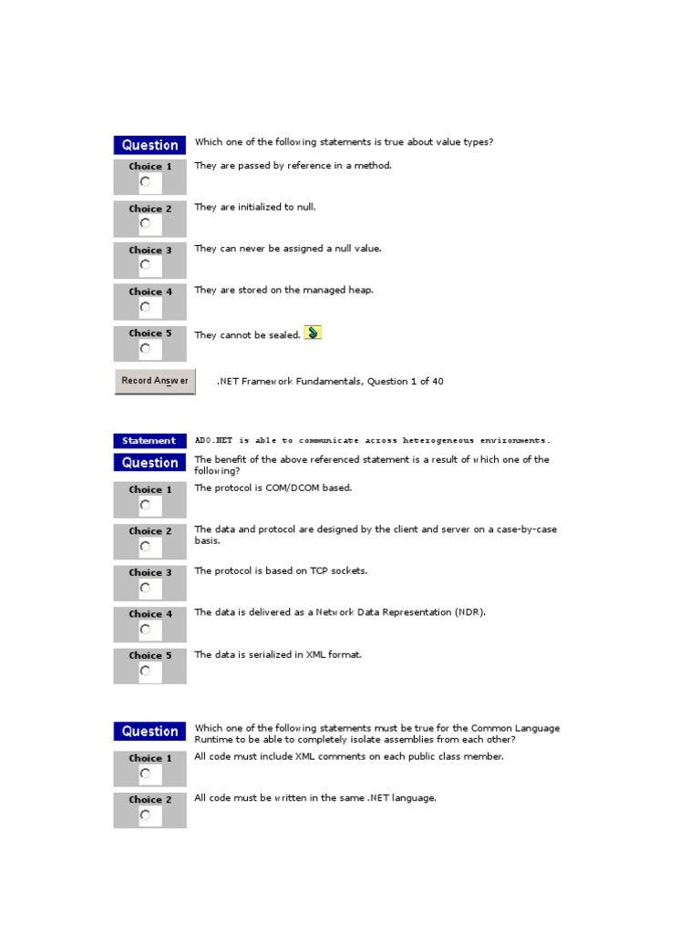 DotNet Framework Questions | PDF | Component Object Model | C Sharp (Programming Language)