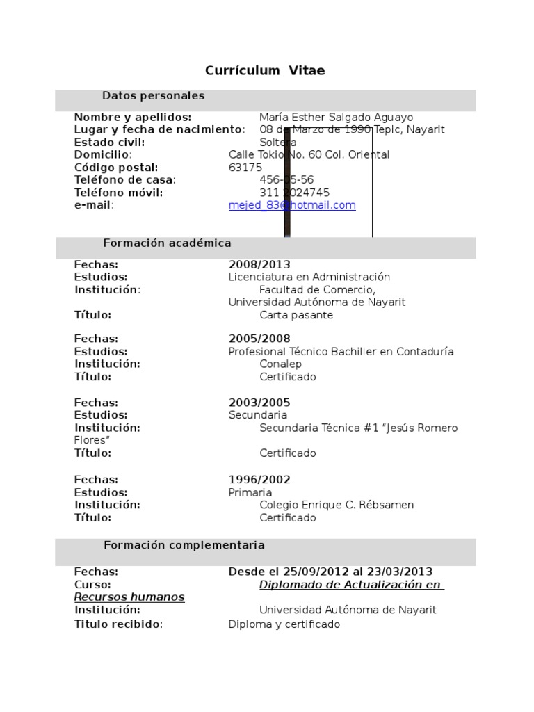 Curriculum Vitae Maria Esther Salgado | PDF | Gestión de recursos ...