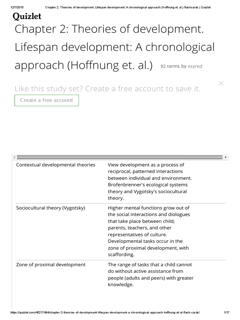Chapter 2 - Theories of Development. Lifespan Development - A ...