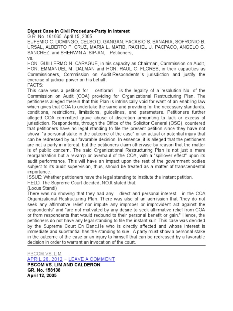 Digest Case in Civil Procedure | PDF