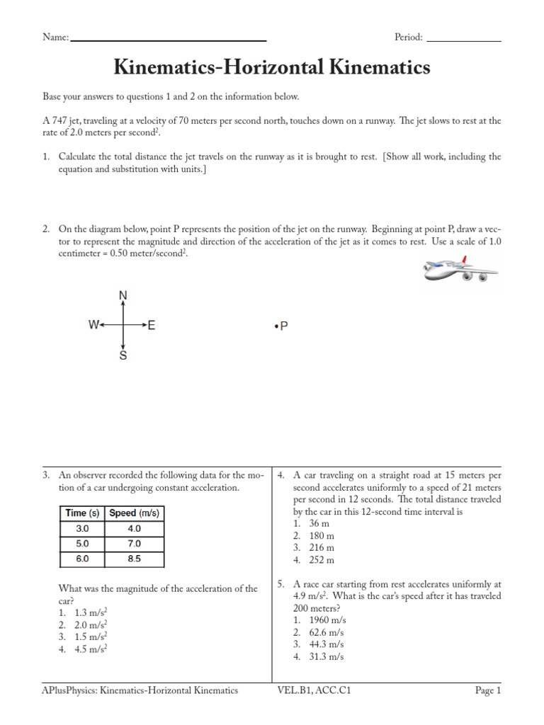 Calculating Kinematics Using Horizontal Motion Equations | PDF ...