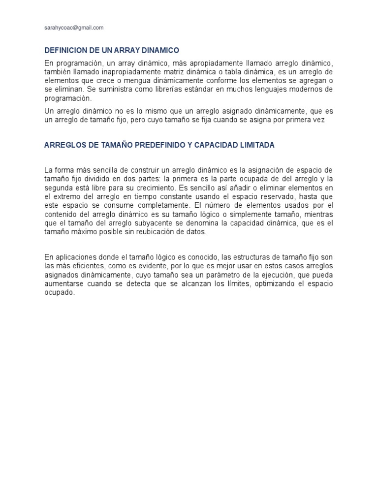 Un análisis completo de los arrays dinámicos en Java | PDF | Estructura de datos de matriz ...