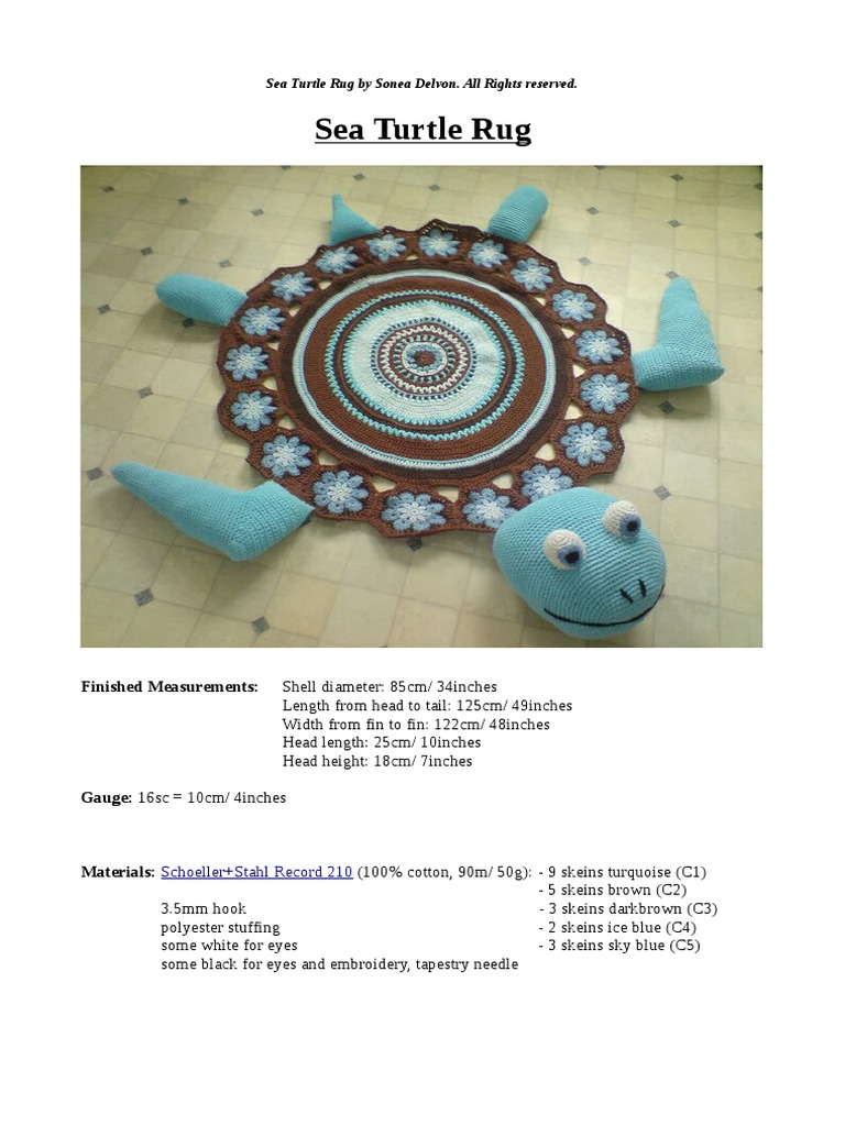Sea Turtle Rug | PDF | Crochet | Sewing