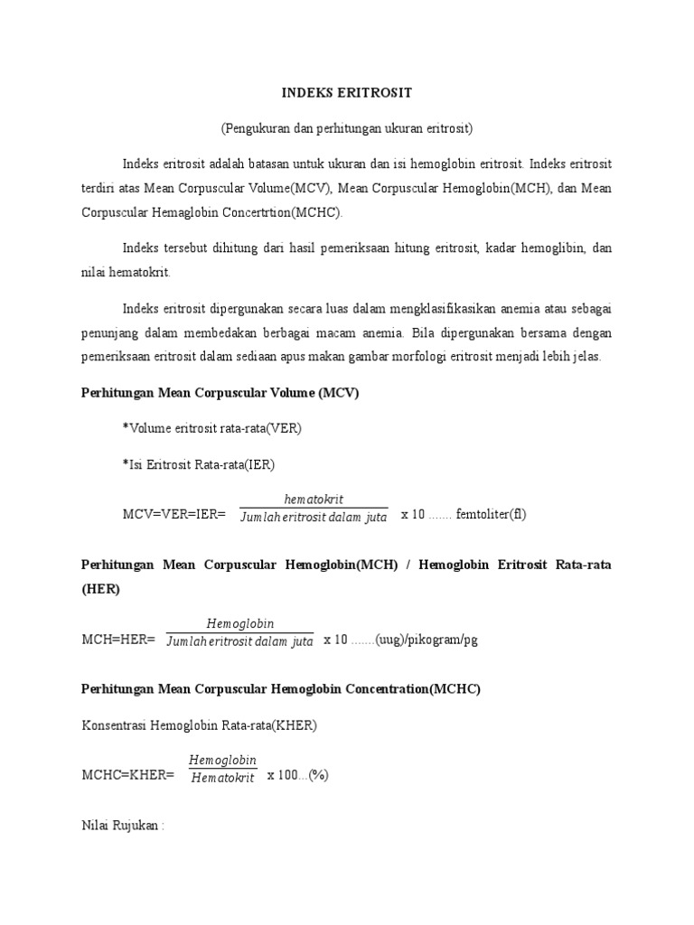 Indeks Eritrosit | PDF