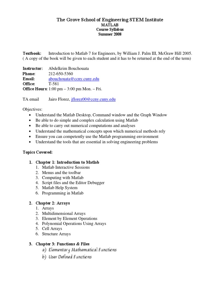 MatLab Syllabus) 2008 | PDF | Matlab | Filter (Signal Processing) MatLab Syllabus) 2008 | PDF | Matlab | Filter (Signal Processing)